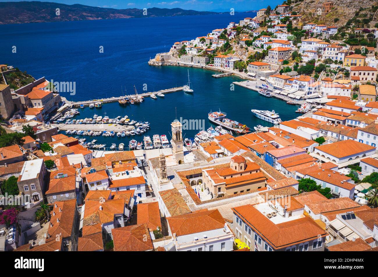 Aerial view of Hydra Island, Greece Stock Photo - Alamy