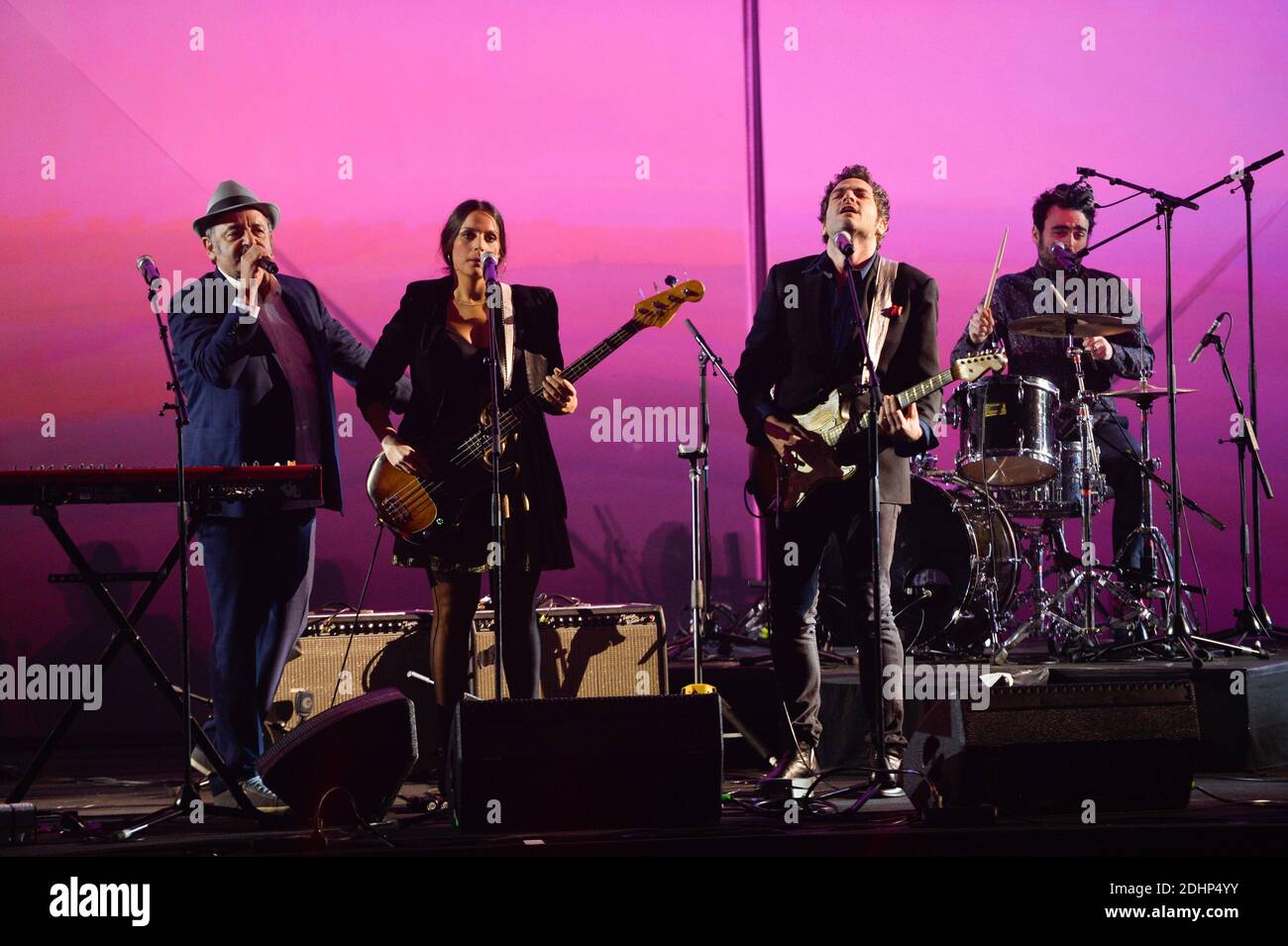 Louis, Matthieu, Joseph and Anna Chedid during the 31st Victoires de la ...