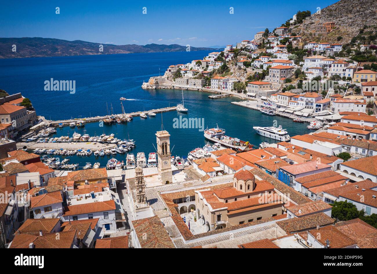 Aerial view of Hydra Island, Greece Stock Photo - Alamy