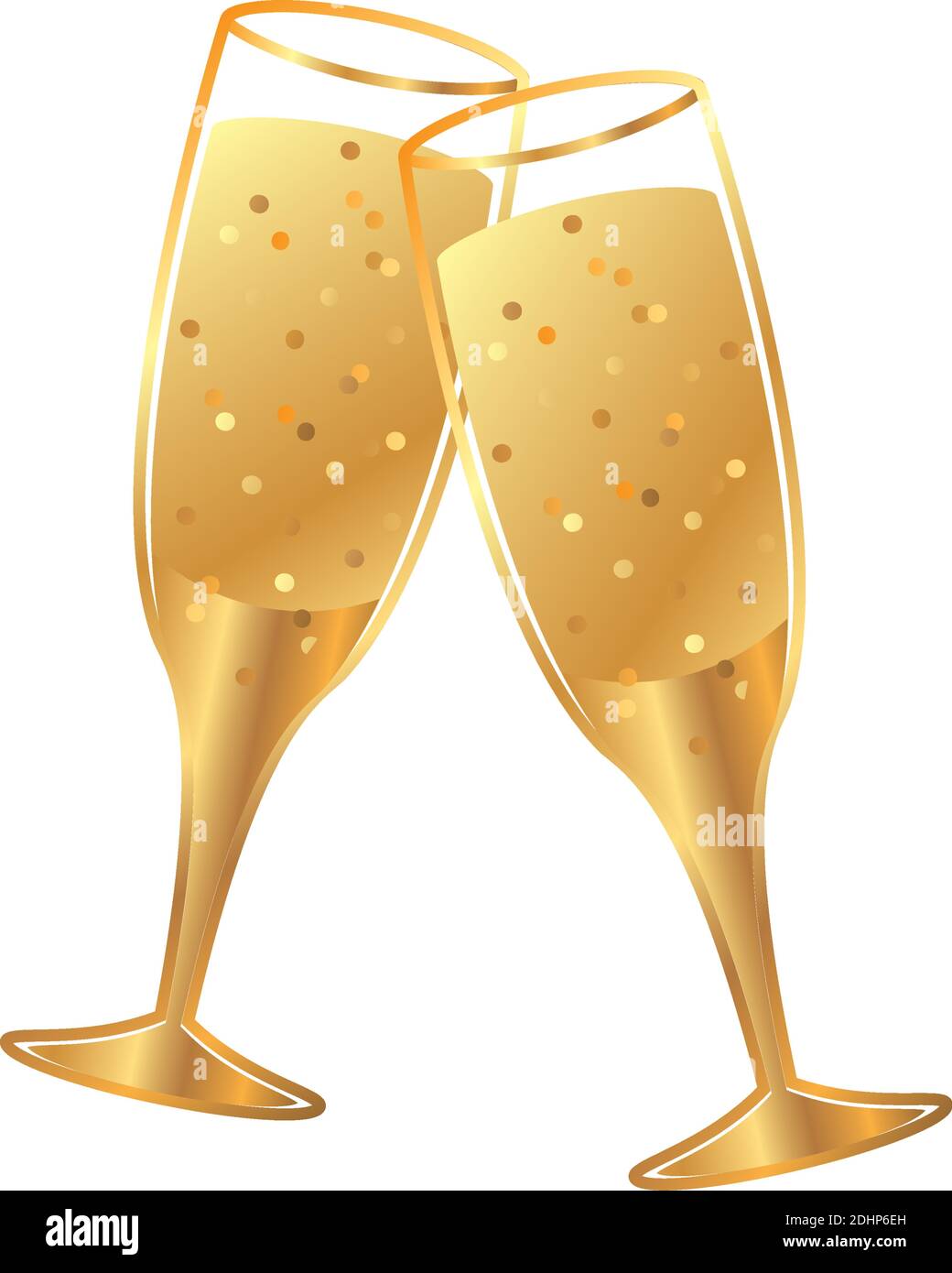 golden toast champagne cups celebration party vector illustration Stock ...