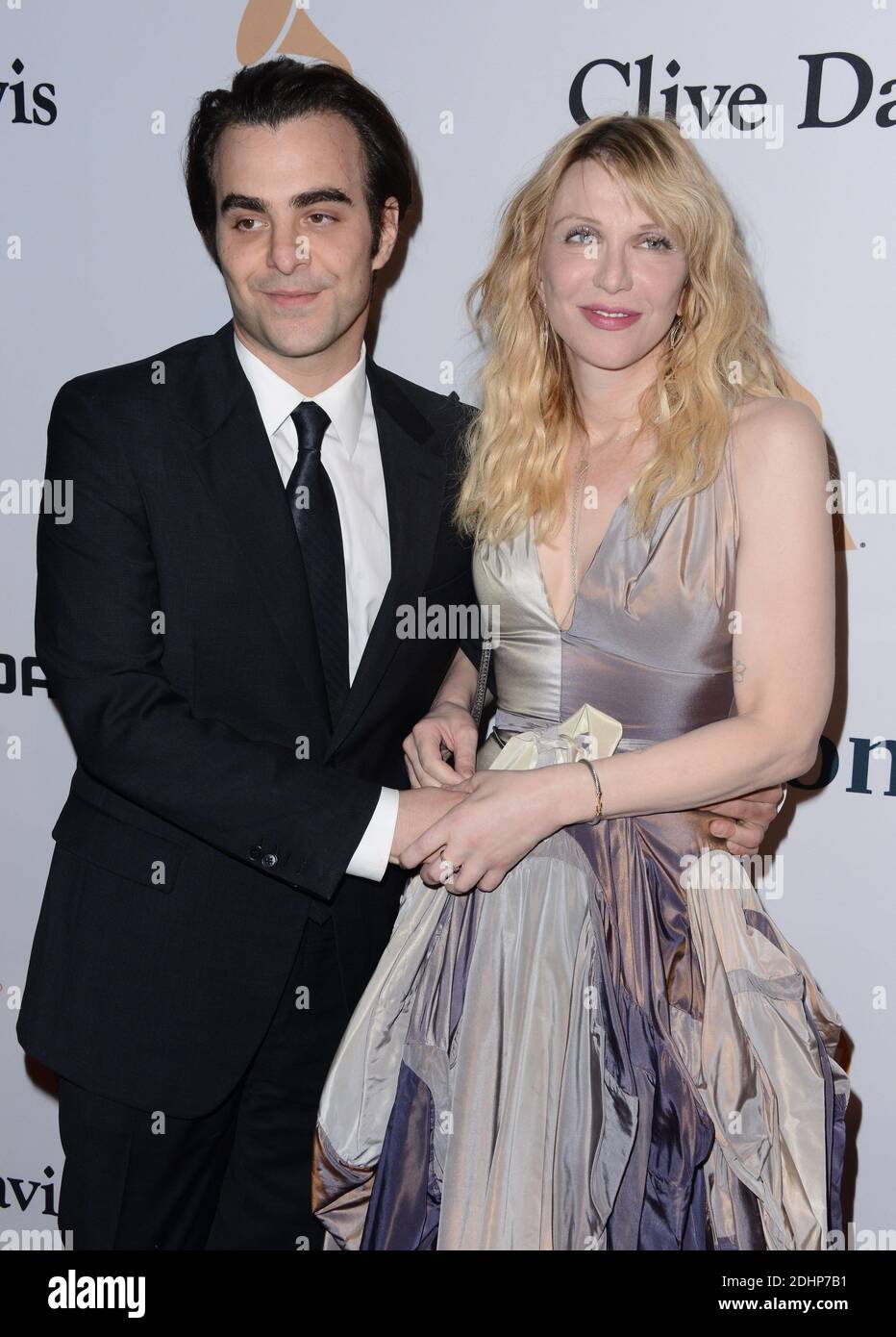 Nicholas Jarecki and Courtney Love attend the 2016 Pre-GRAMMY Gala and ...