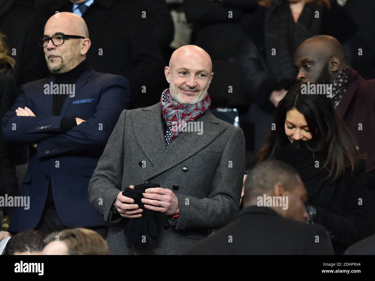 Pascal Obispo, Franck Leboeuf and his girlfriend during the UEFA ...