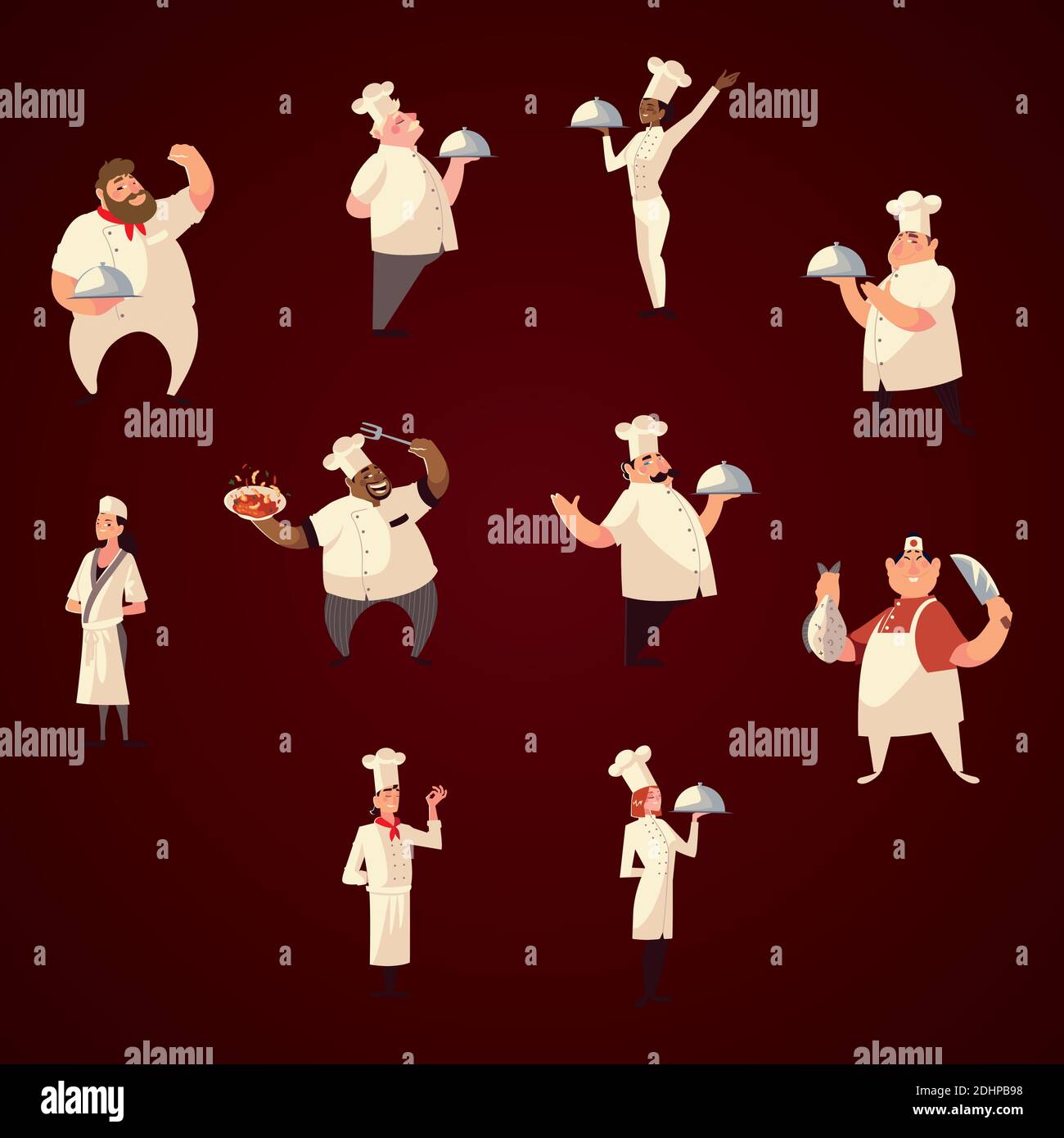 chefs cooking food worker occupation restaurant vector illustration ...