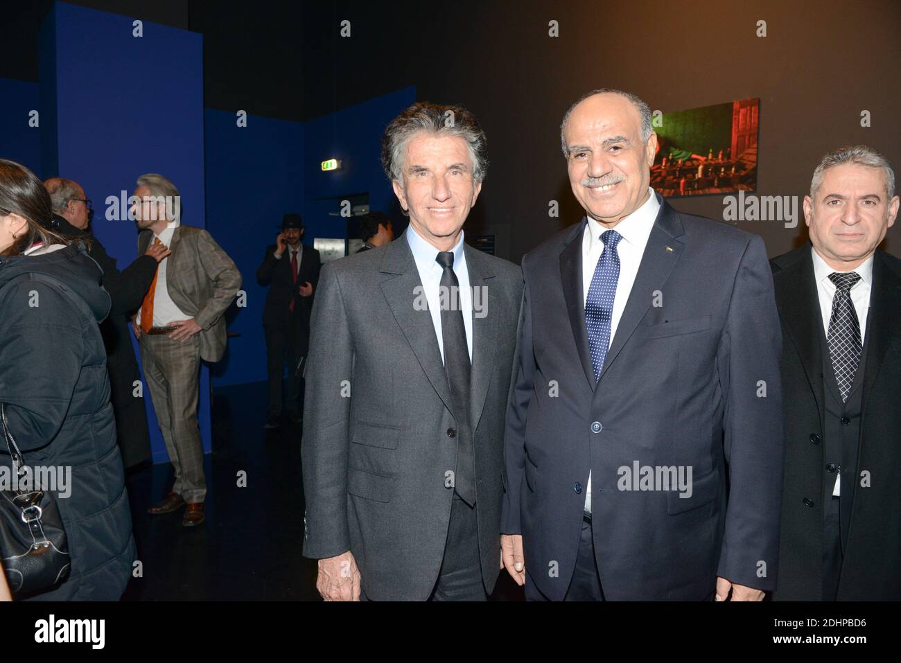 L-R : Institut du Monde Arabe president Jack Lang and Palestine ...