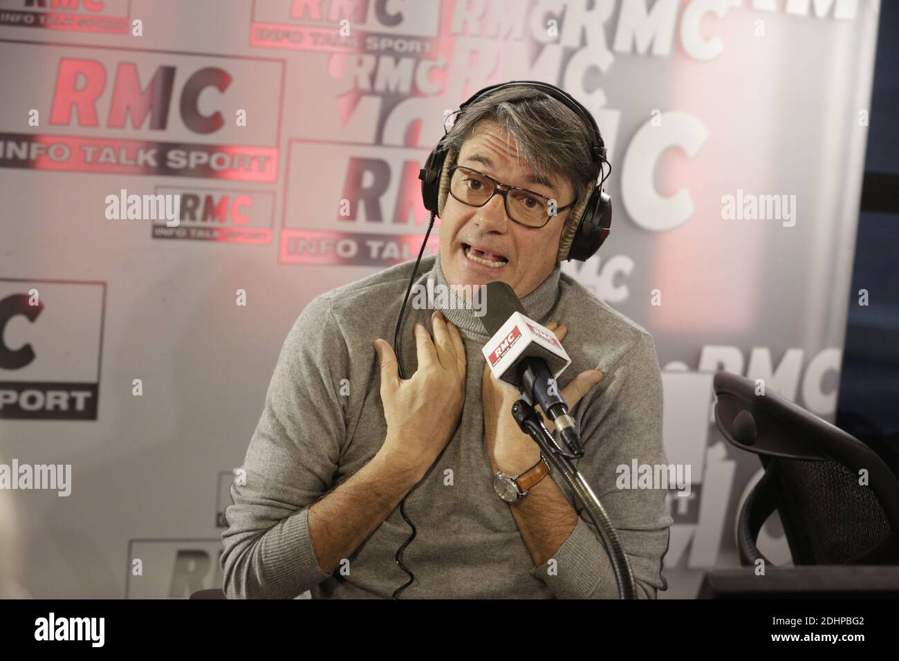 Exclusive - Alain Marschall at the 'Les Grandes Gueules' talk show on ...