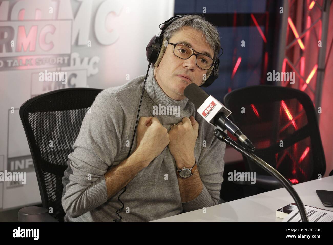 Exclusive - Alain Marschall at the 'Les Grandes Gueules' talk show on ...