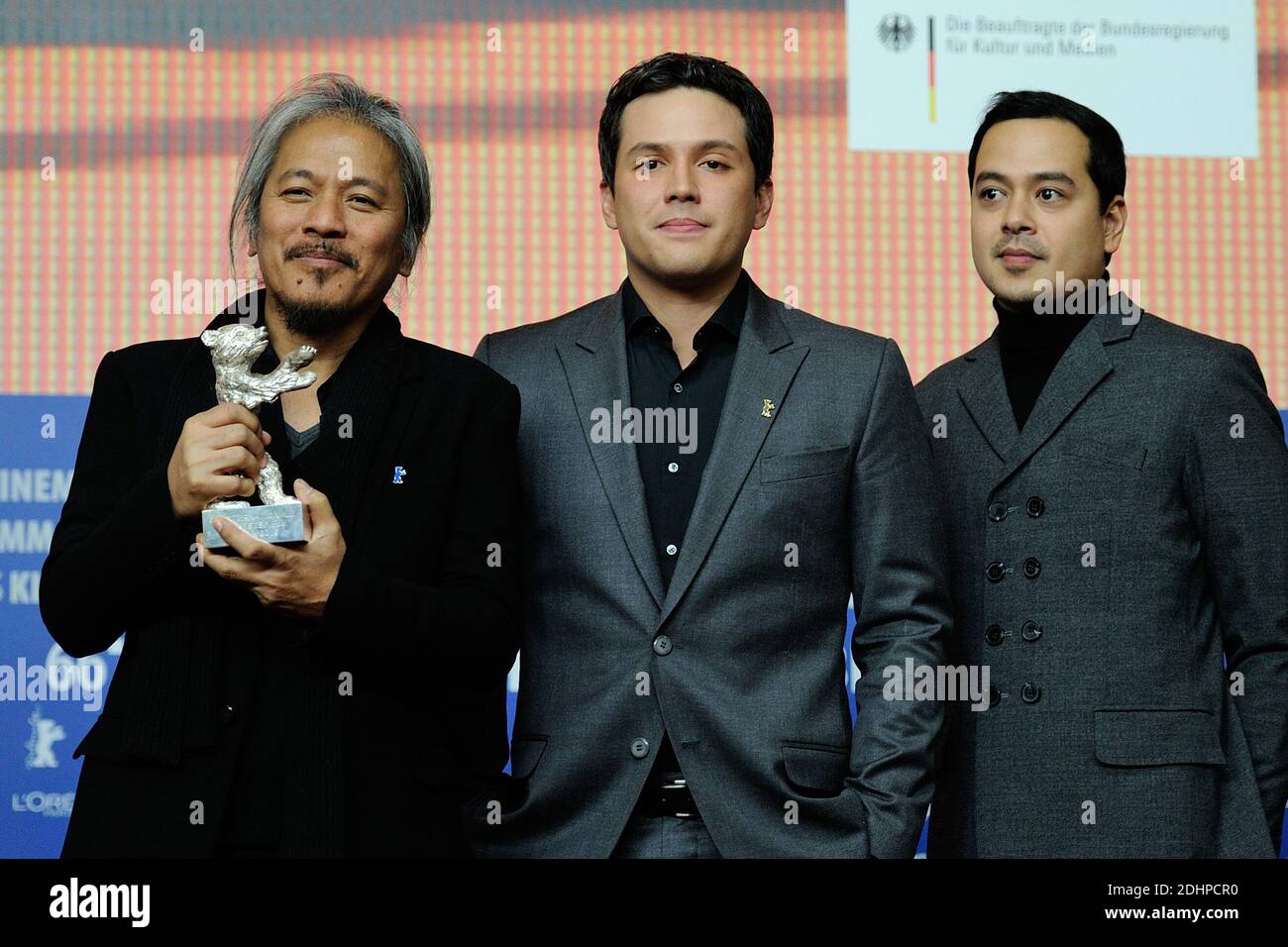 Lav Diaz poses with the award of the Silver Bear Alfred Bauer Prize for ...