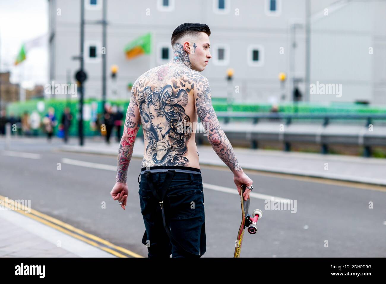 Street style, Ryan Davies-Hall arriving at Mary Katrantzou Fall-Winter 2016-2017 show held at ...