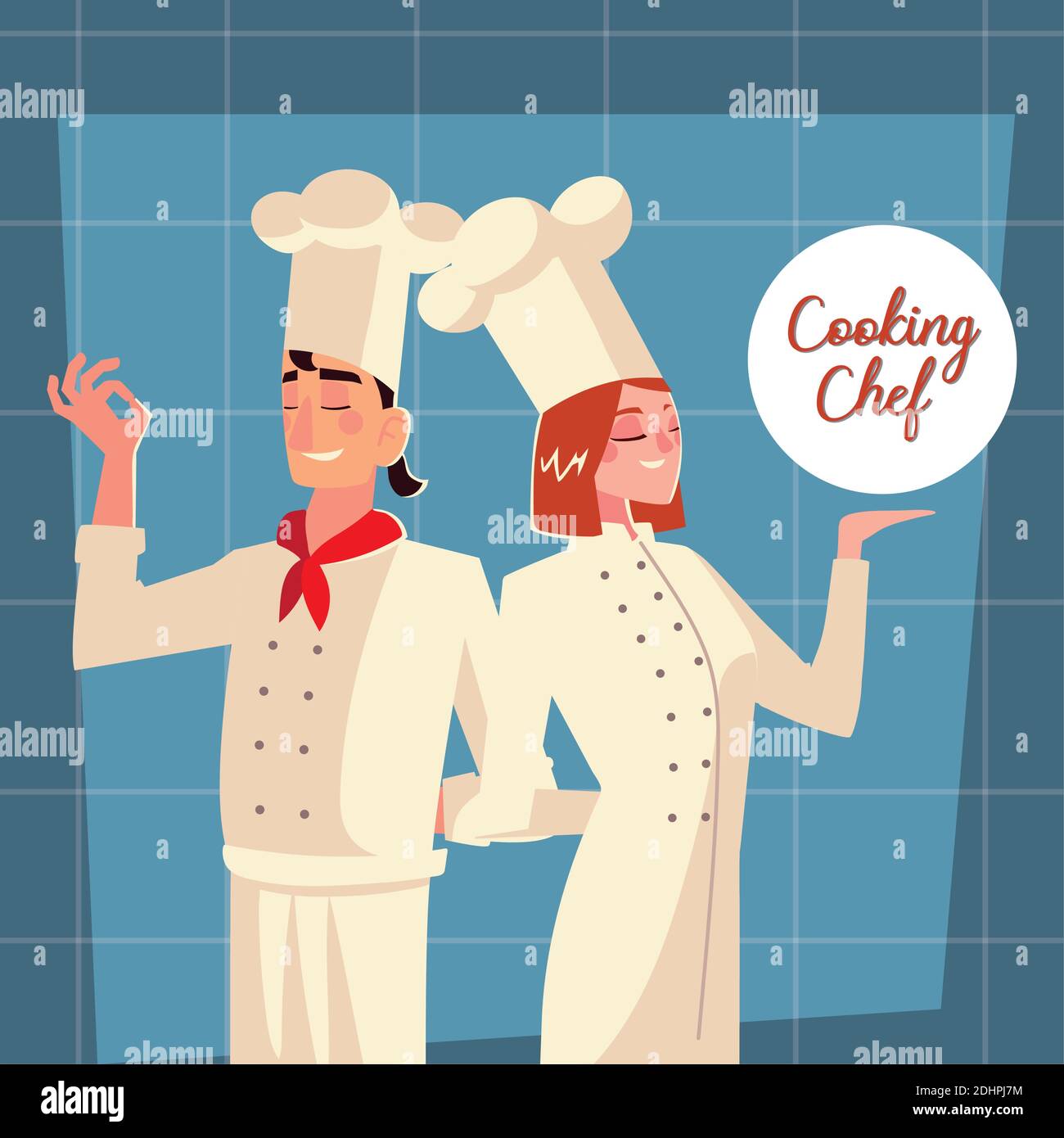 male and female chef worker professional restaurant vector illustration ...