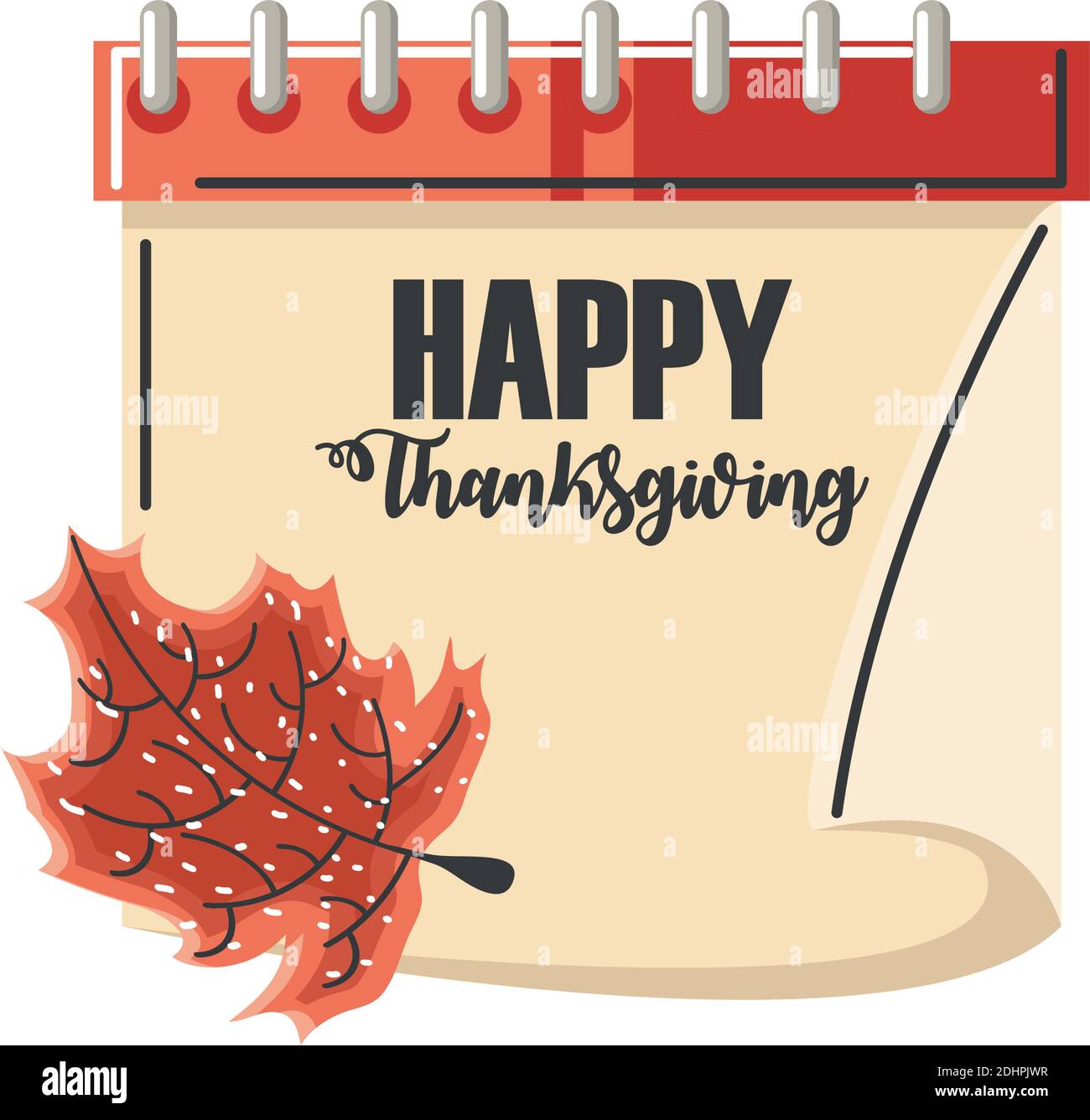 happy thanksgiving calendar with maple leaf reminder date vector ...