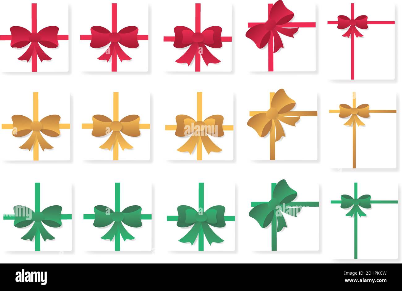 set of top view of Gifts With Bow on transparent backdrop Stock Vector ...