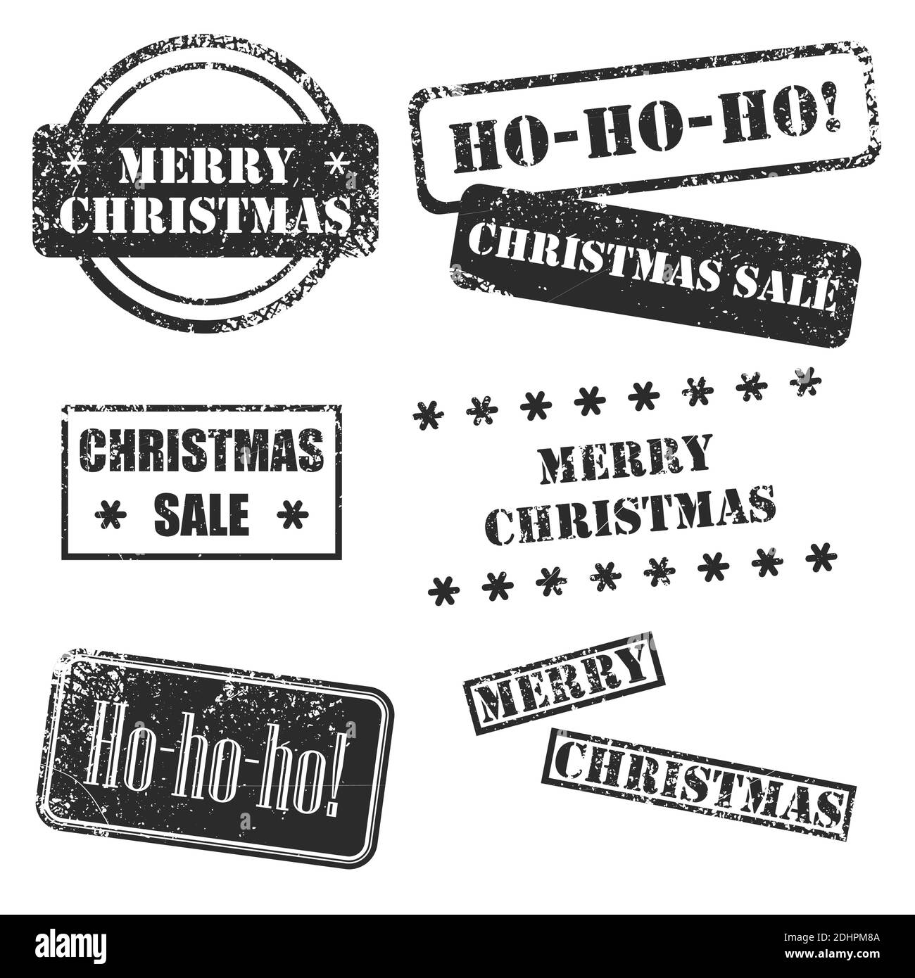 Set of grunge stamp with text Merry Christmas written inside the stamp ...