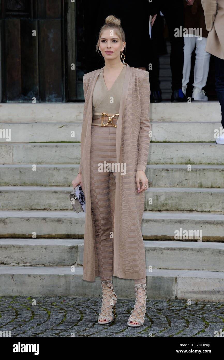 Elena Perminova arriving to the Balmain show as part of Paris Fashion ...