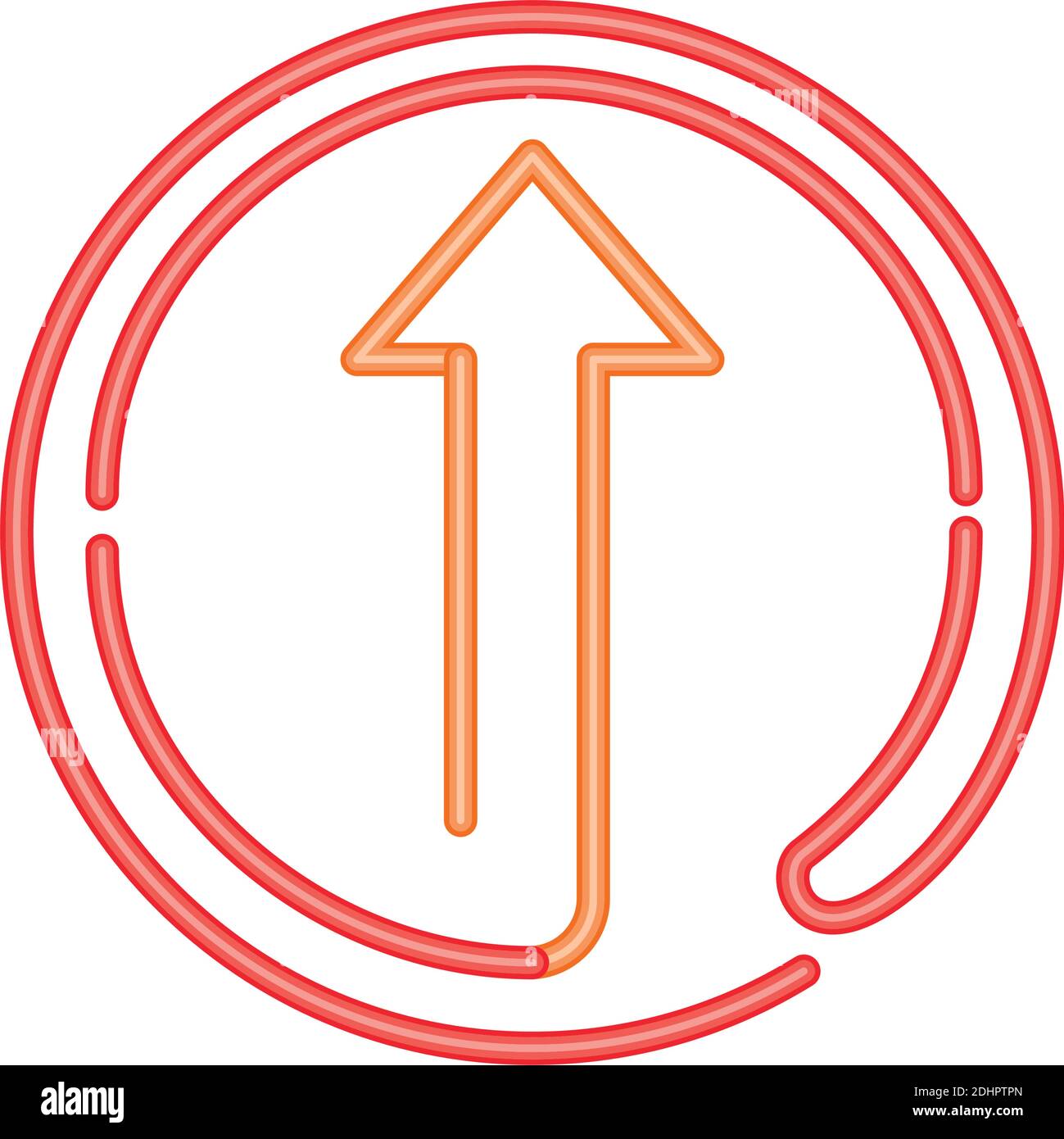direction arrow pointing neon round sign icon on white background ... direction arrow pointing neon round sign icon on white background ...