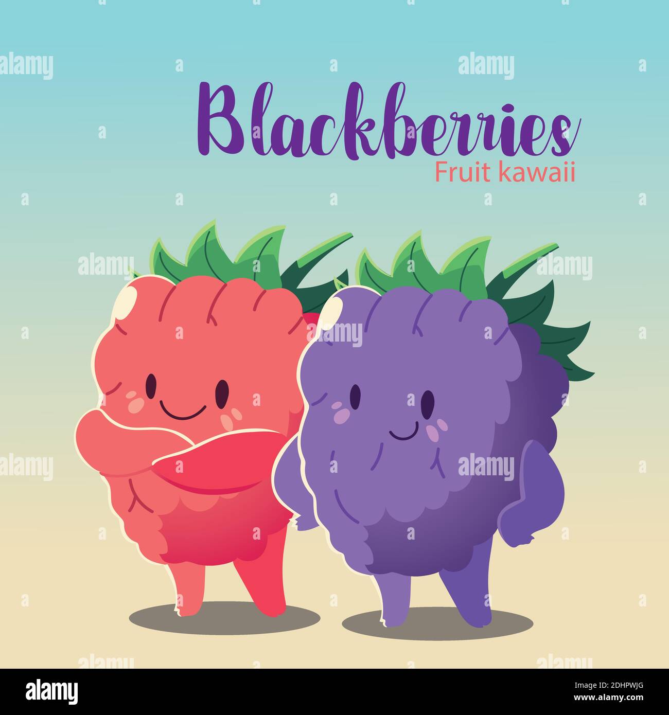 fruits kawaii funny face happiness cute blackberries vector ...