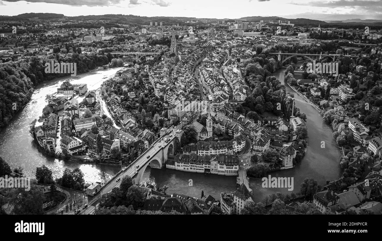 Flight over the city of Bern in Switzerland - the capital city f Stock ...