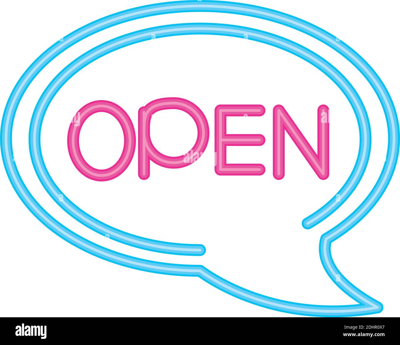 open speech bubble neon sign icon on white background vector ...