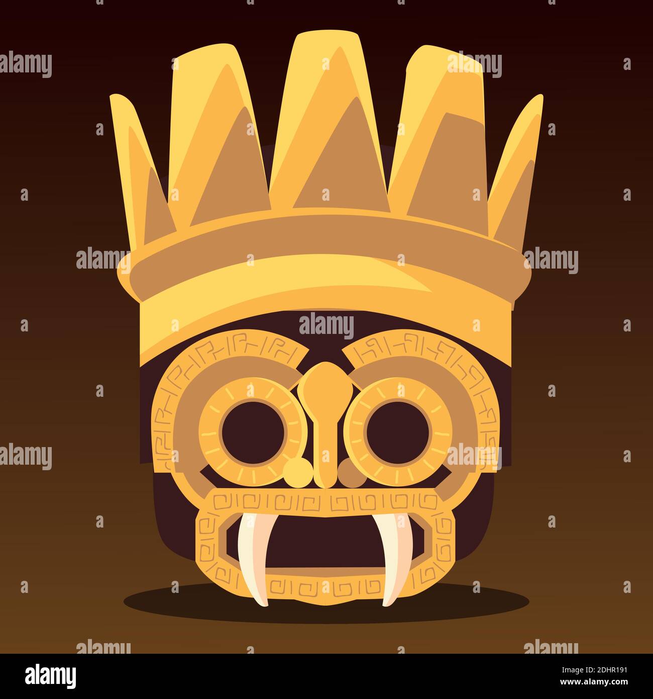 golden aztec mask ornament traditional style vector illustration Stock ...