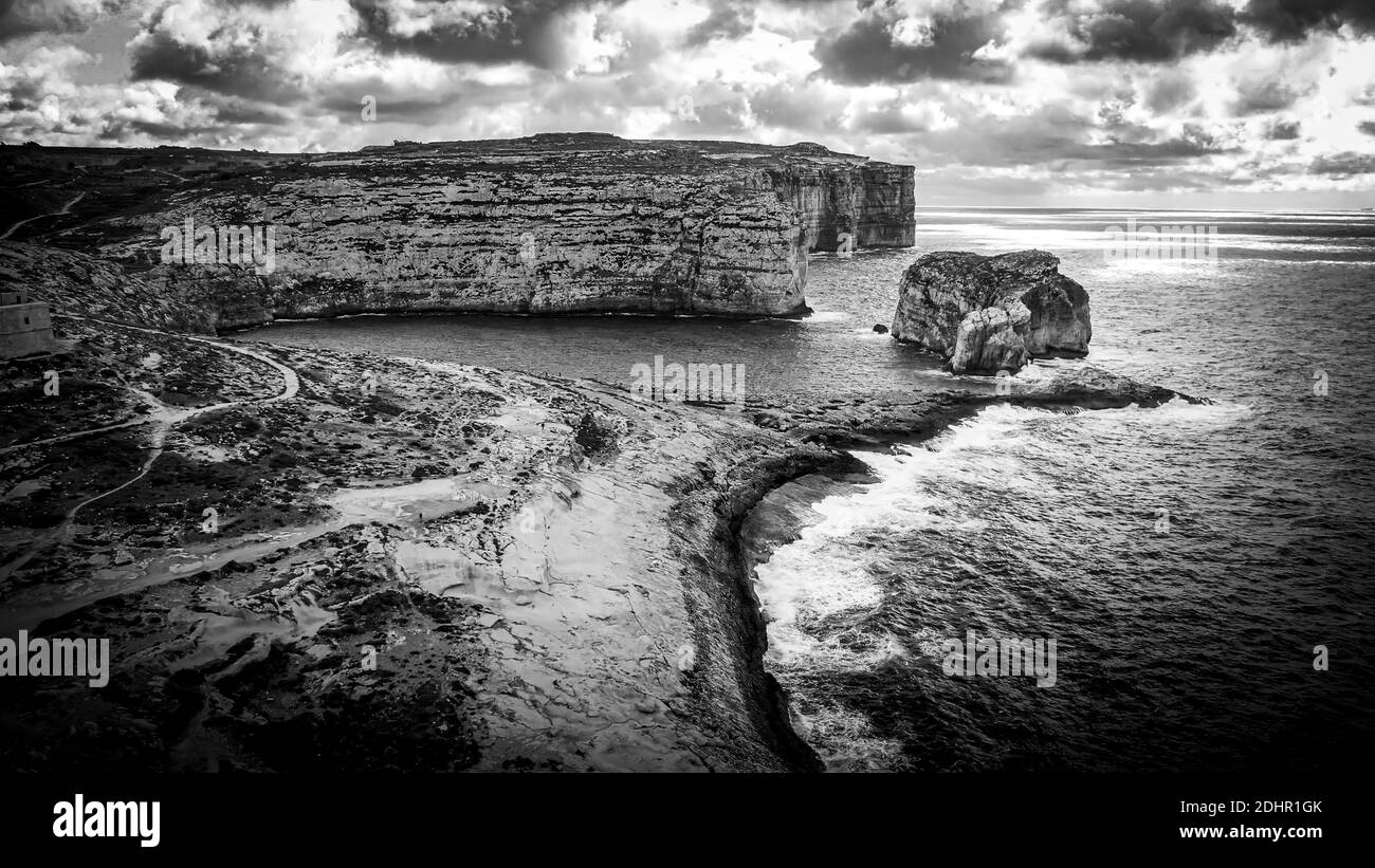 Amazing Dwerja Bay at the coast of Gozo Malta Stock Photo - Alamy