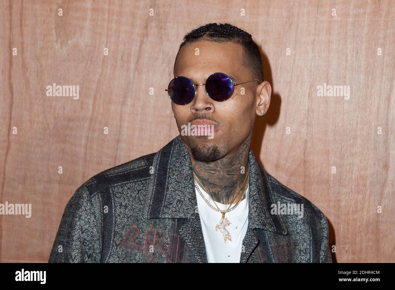 Chris Brown attending the Givenchy show as part of Paris Fashion Week ...