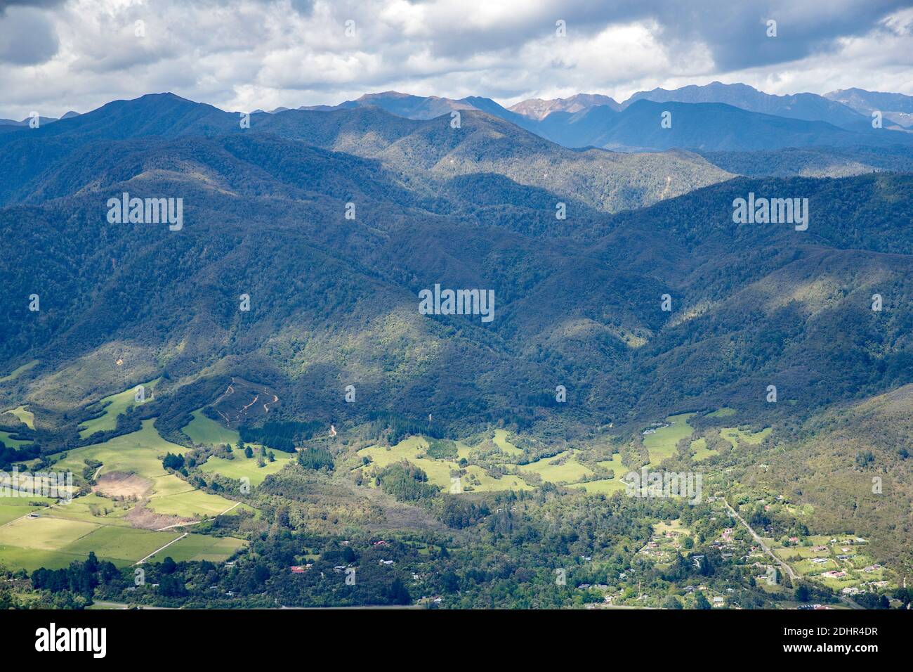 Aerial view of Golden Bay, Nelson, Tasman, New Zealand, Saturday ...