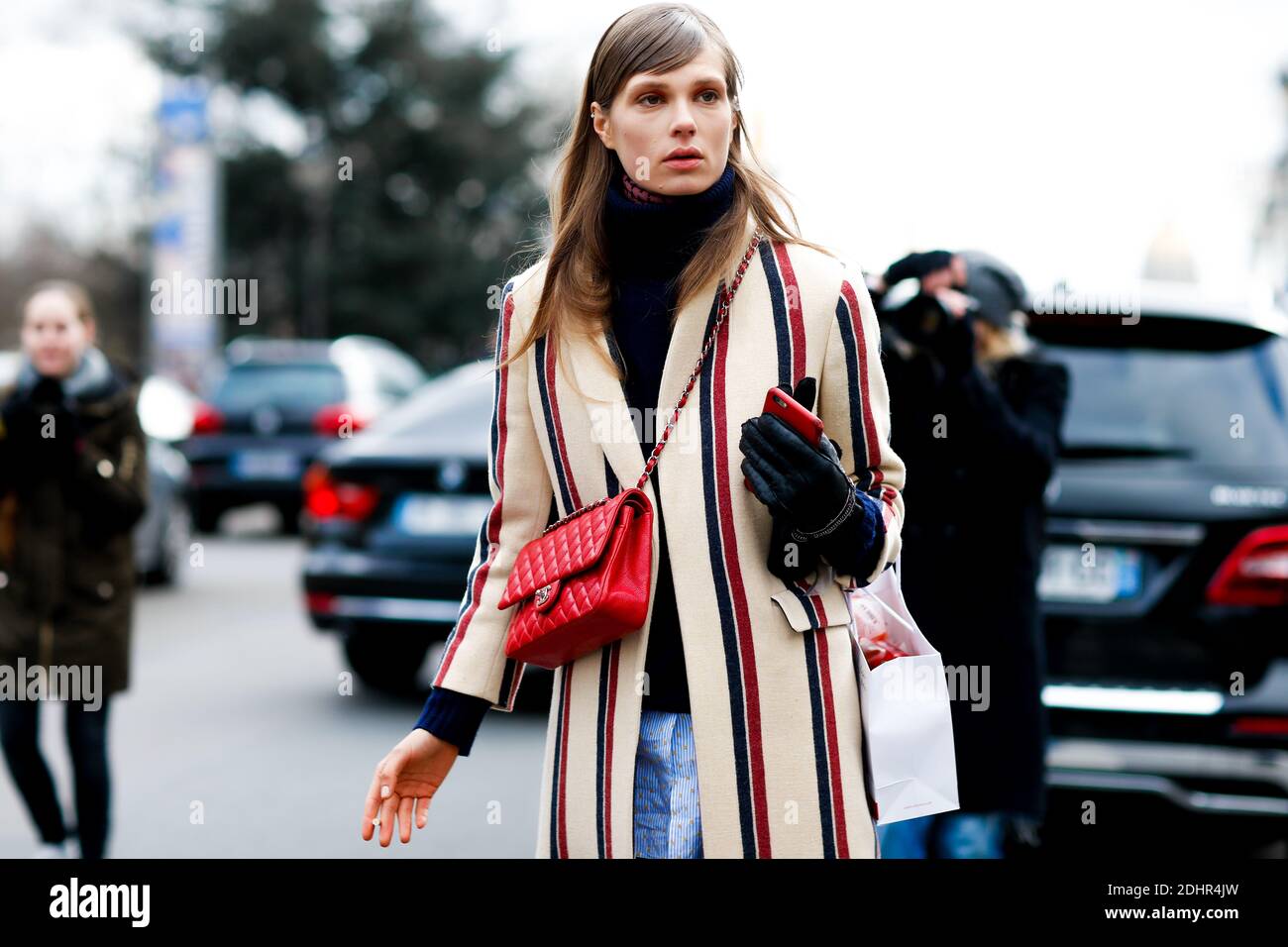 Street style, model Caroline Brasch Nielsen after Mugler Fall-Winter ...