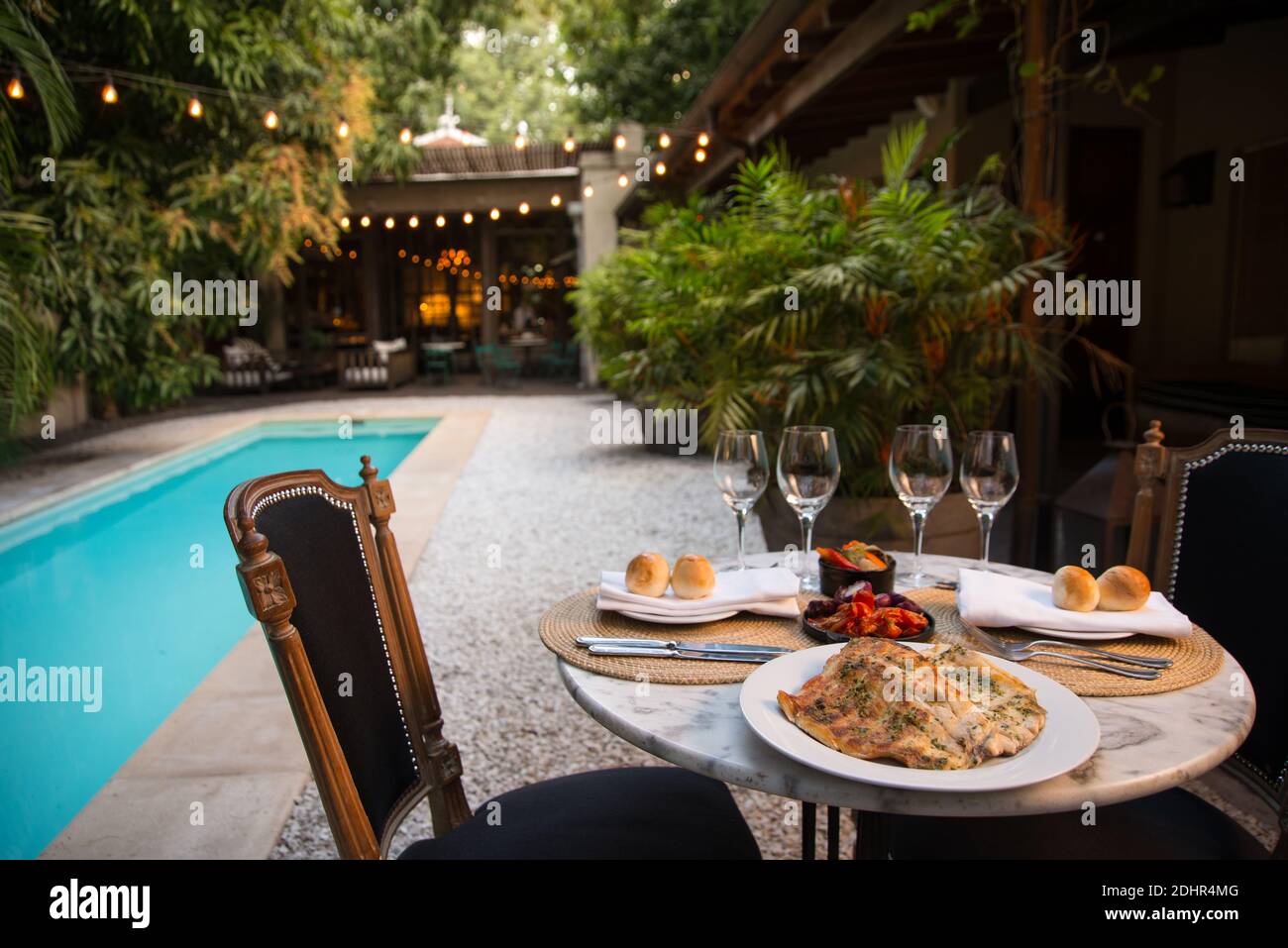 Lunch served at boutique hotel Stock Photo - Alamy