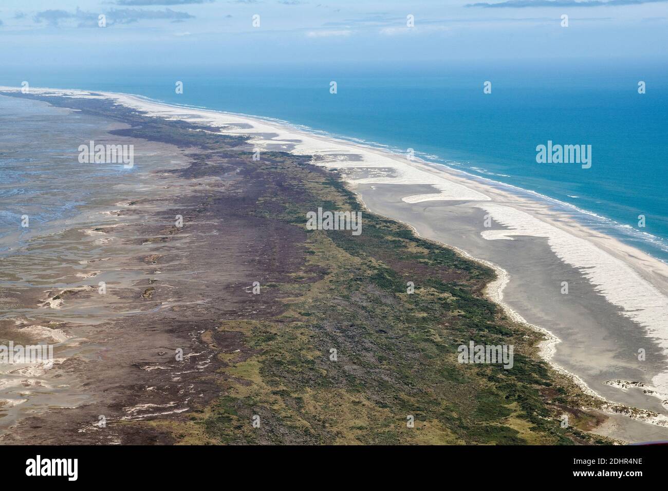 Aerial view of Golden Bay and Farewell Spit, Nelson, Tasman, New ...