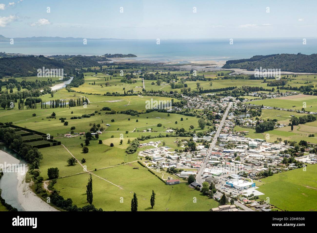 Aerial view of Golden Bay, Nelson, Tasman, New Zealand, Saturday ...
