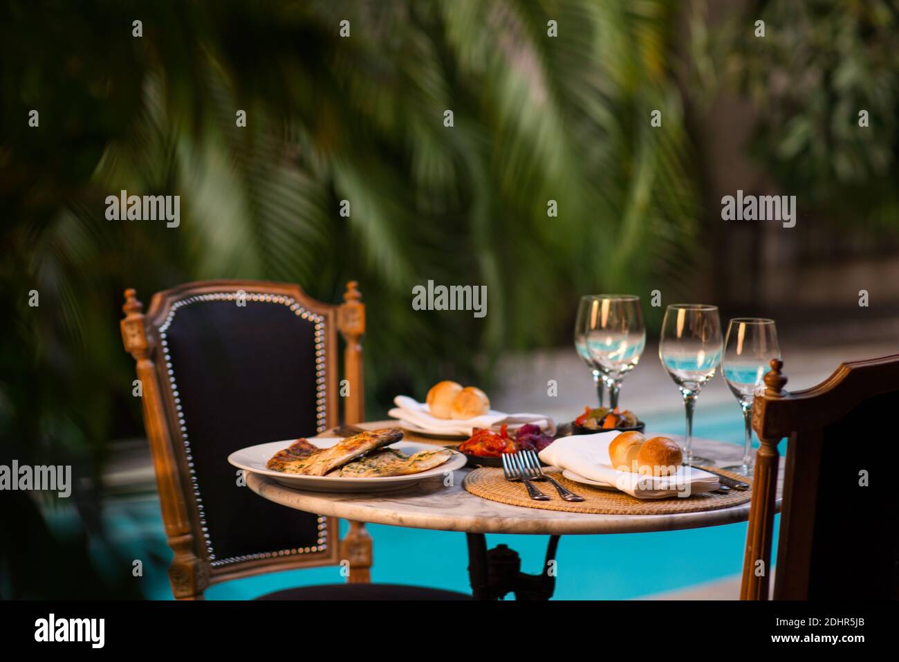 Lunch served at boutique hotel Stock Photo - Alamy