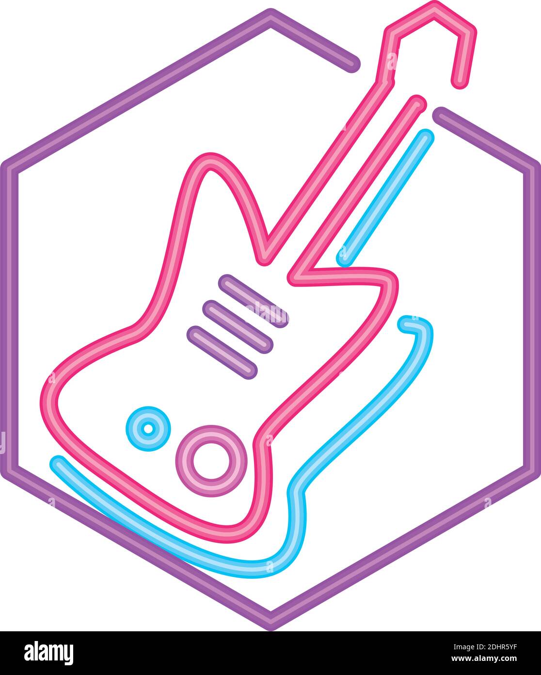 music electric guitar neon sign icon on white background vector ...