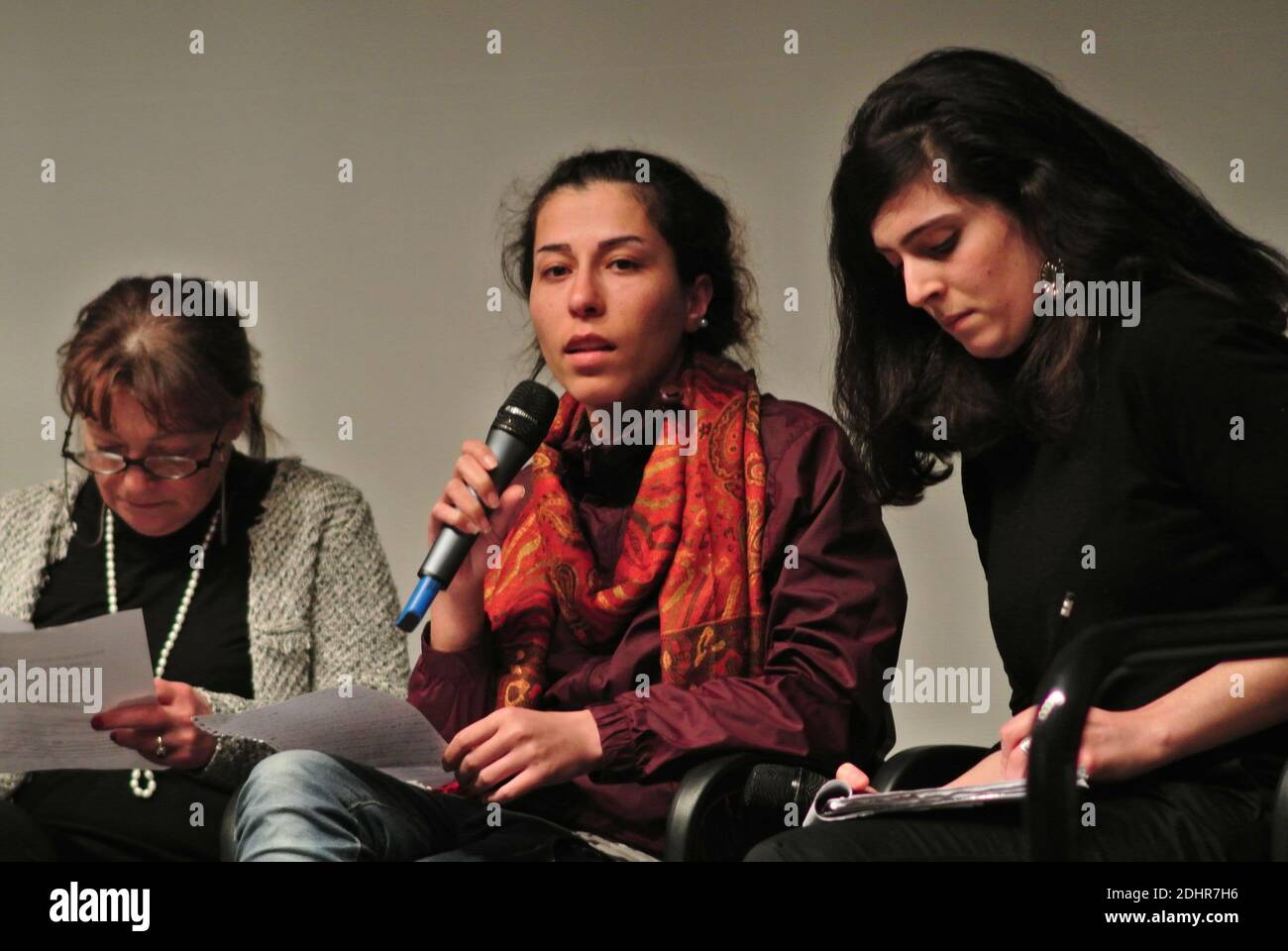 Mariam Hayed (center) attends a tribute to Syrian Women at the Paris ...