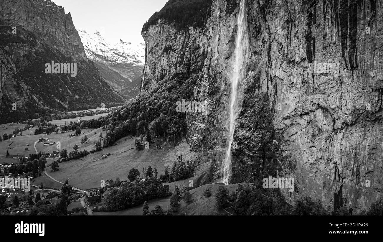 The famous waterfall of Lauterbrunnen in the Swiss Alps Stock Photo - Alamy