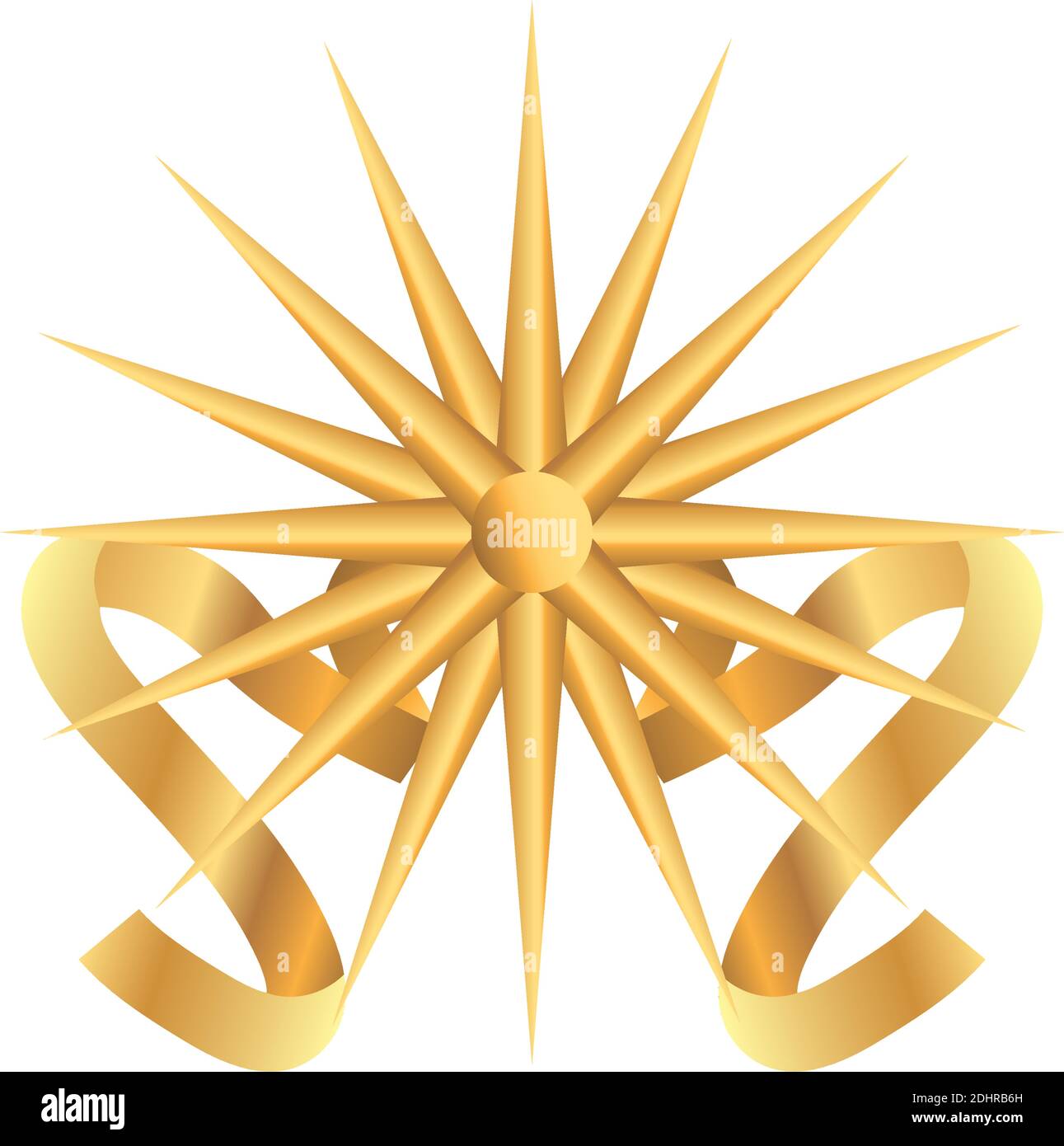 golden star and ribbon decoration ornament icon vector illustration ...