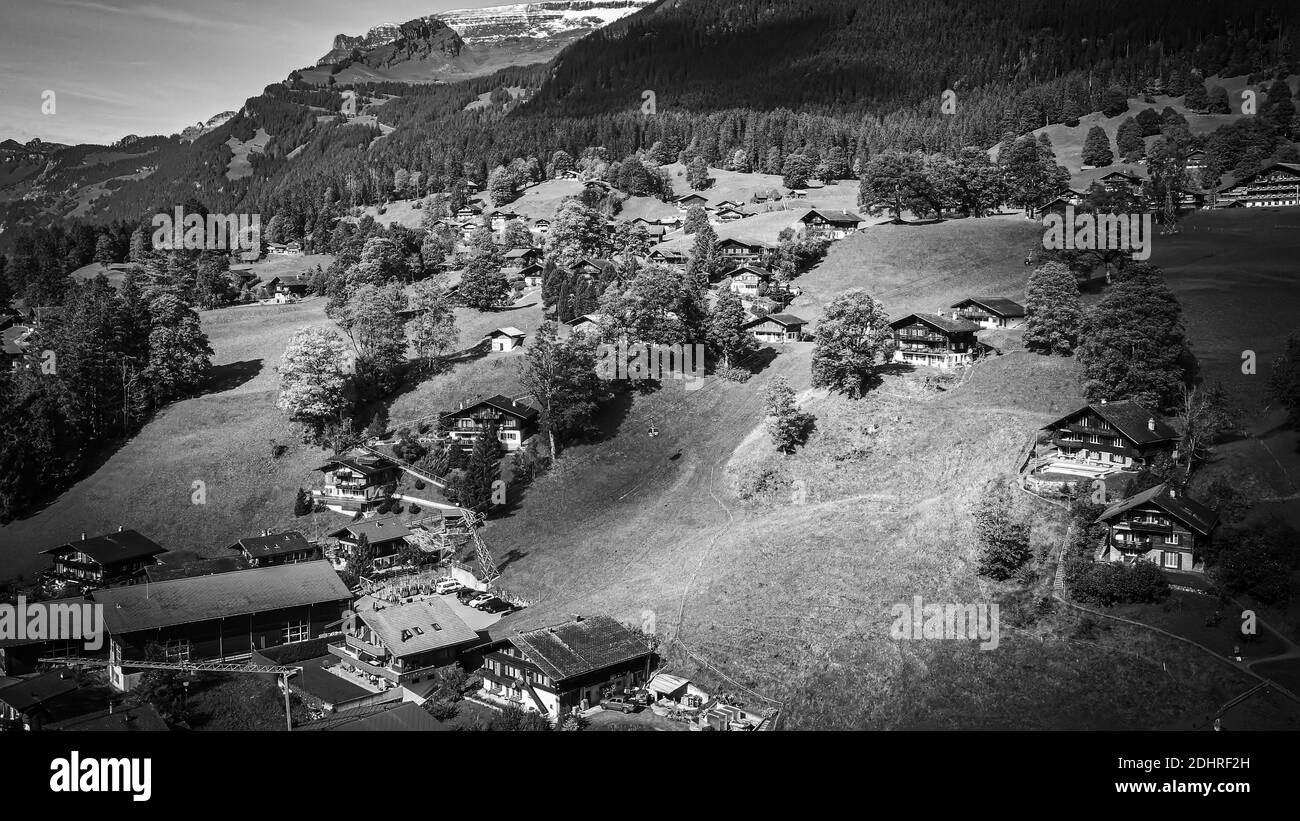Famous city of Grindelwald in the Swiss Alps from above Stock Photo - Alamy