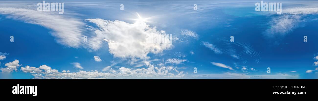 Seamless panorama of sky with light clouds in spherical equirectangular ...