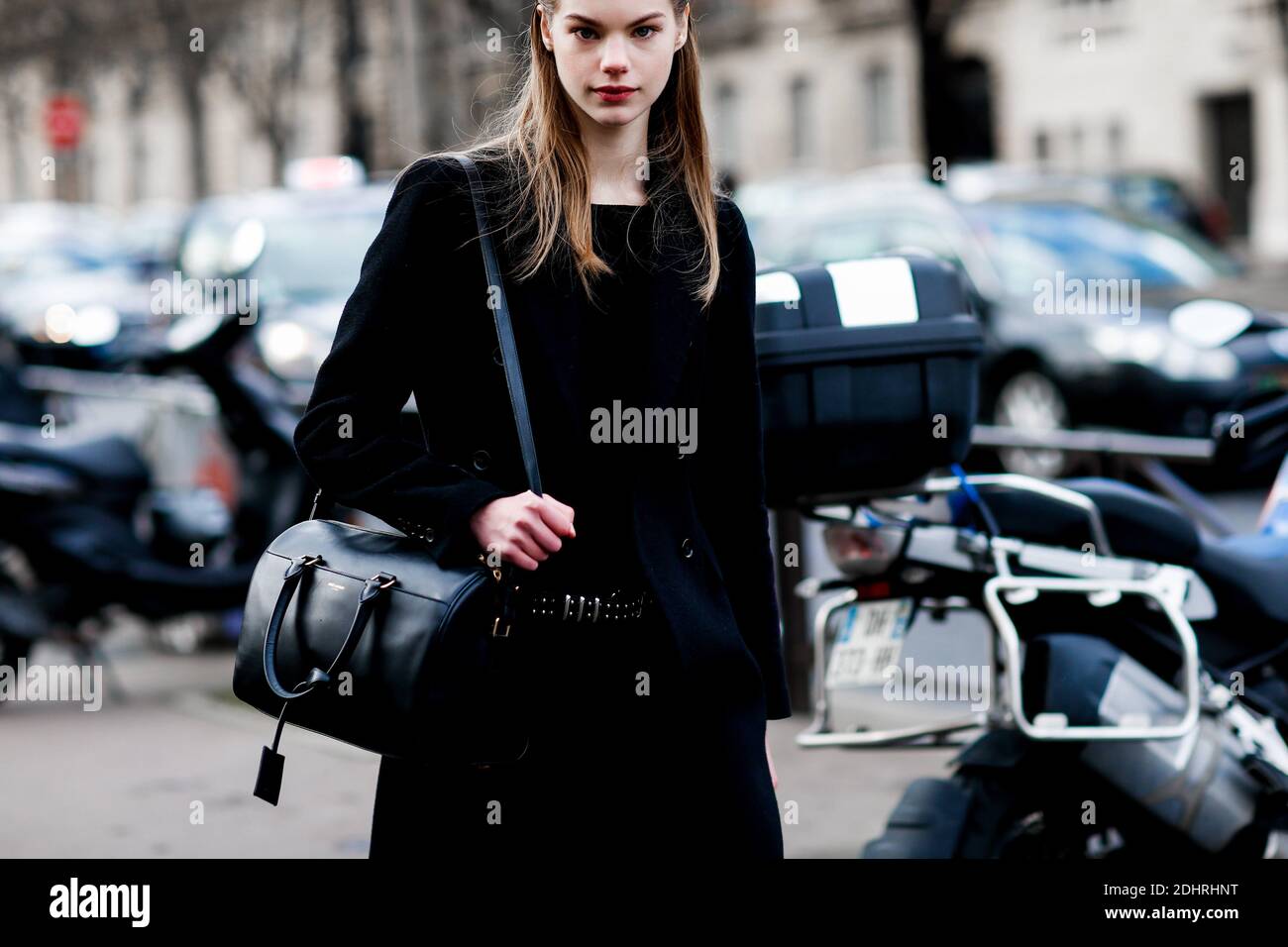 Street style, model Estella Boersma arriving at Miu Miu Fall-Winter ...