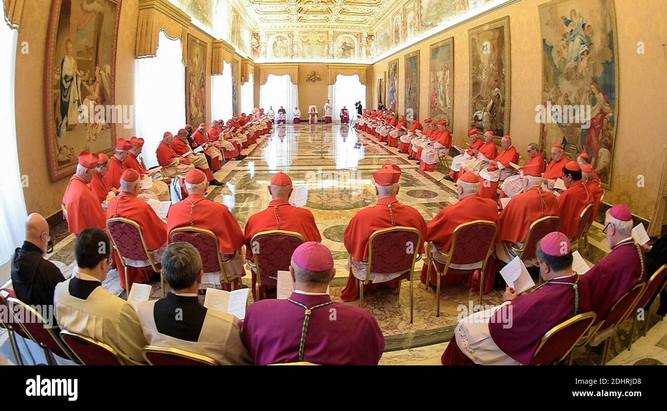 Pope Francis during consistory of cardinals on March 15, 2017 in the ...