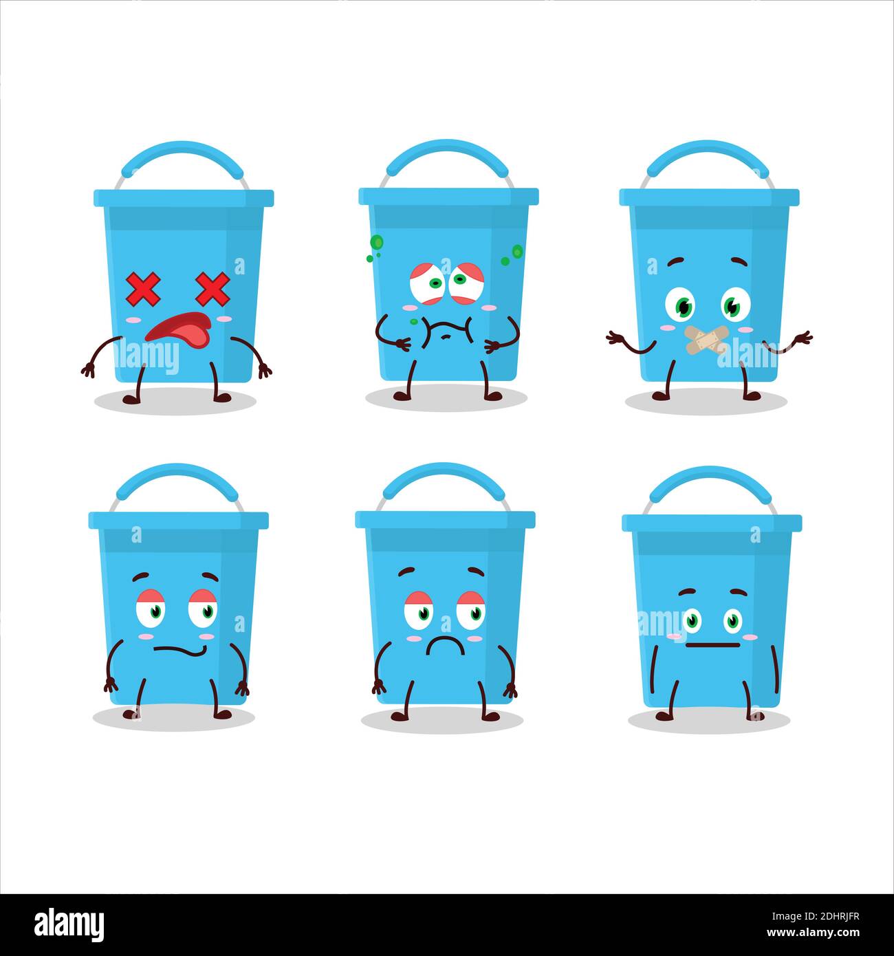 Blue bucket cartoon character with nope expression. Vector illustration ...