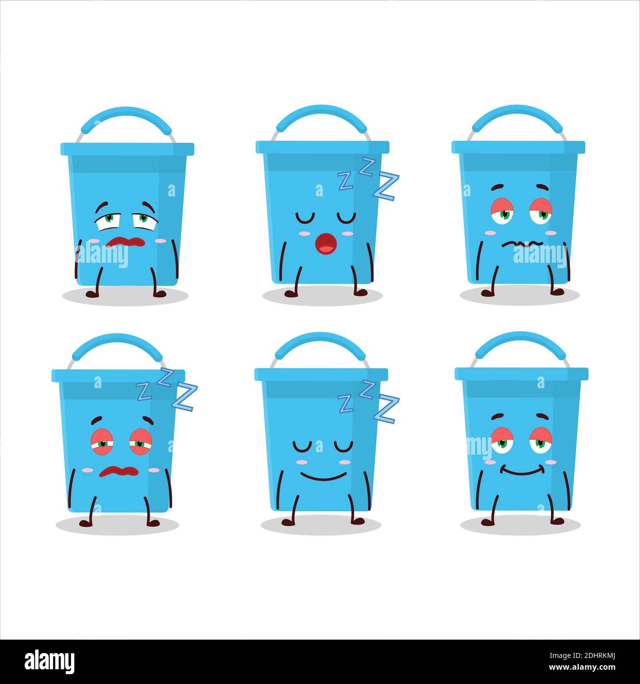 Cartoon character of blue bucket with sleepy expression. Vector ...