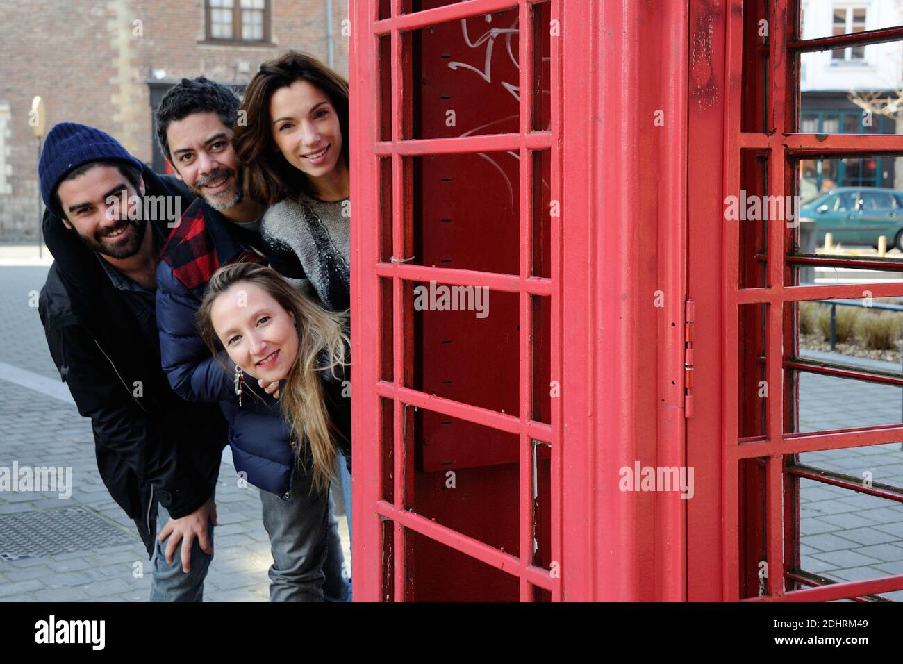 Cyril Gelblat, Manu Payet, Aure Atika and Audrey Lamy posing during the ...