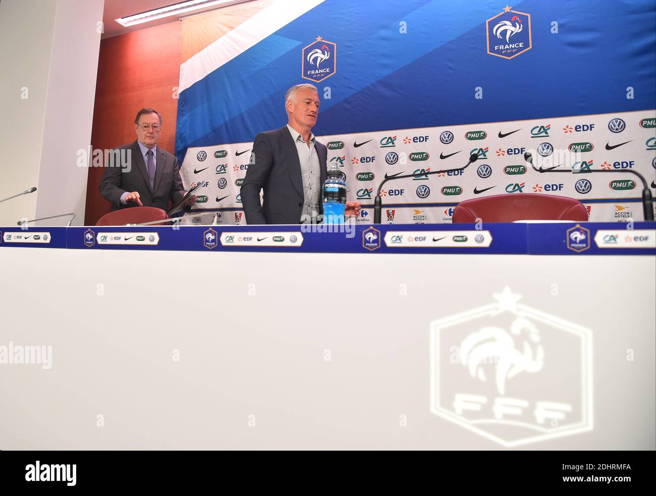 French football team coach Didier Deschamps gives a press conference at ...