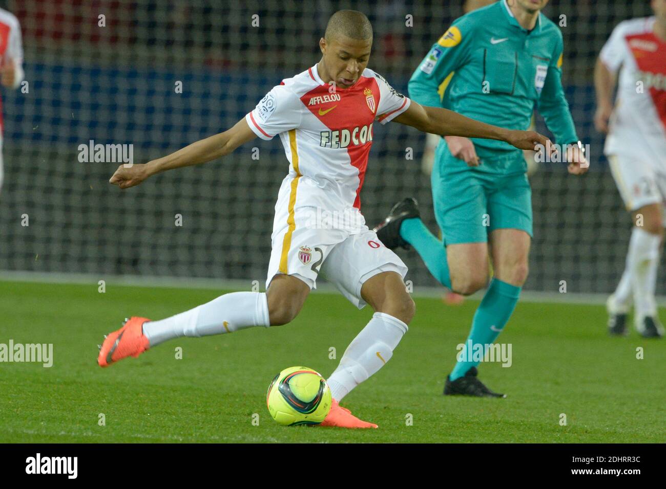 Monaco's Kylian Mbappe during the French First League soccer match ...