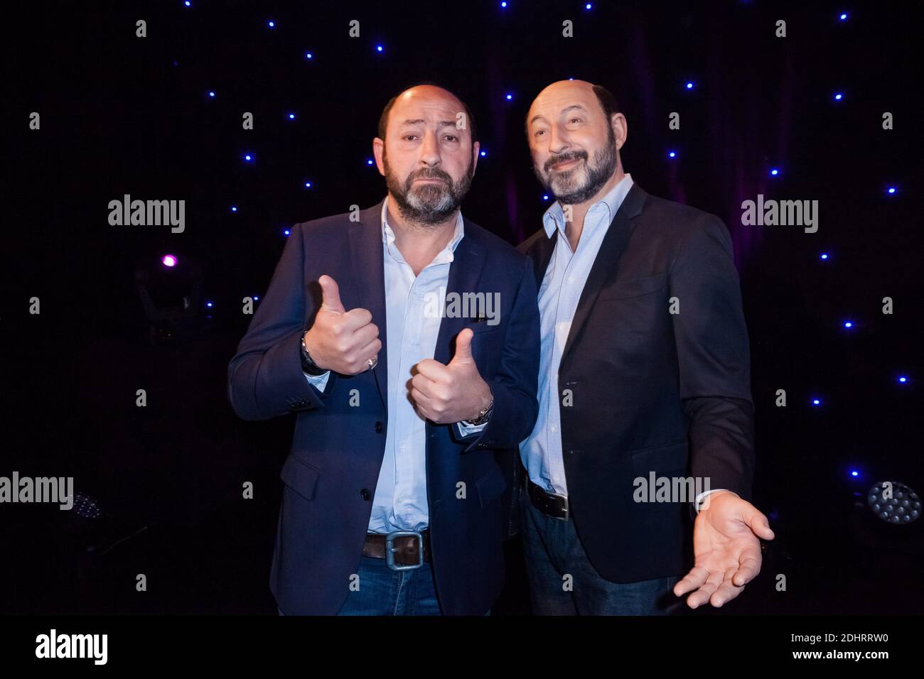 Kad Merad poses with his wax work during Kad Merad Wax Work Unveiling ...