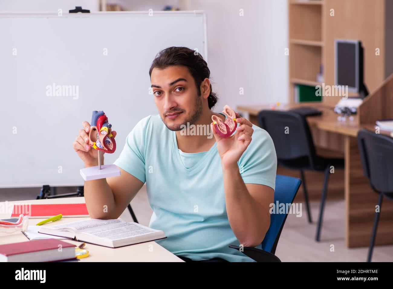 Young student medic studying human anatomy at home Stock Photo - Alamy