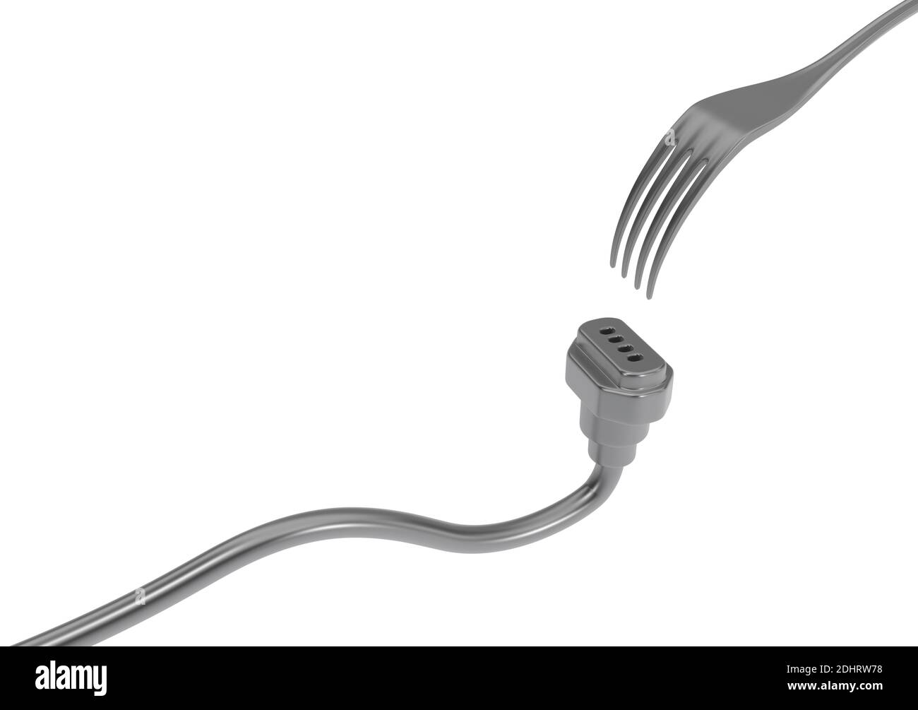 Fork metal socket holes abstract, 3d illustration, horizontal, isolated ...