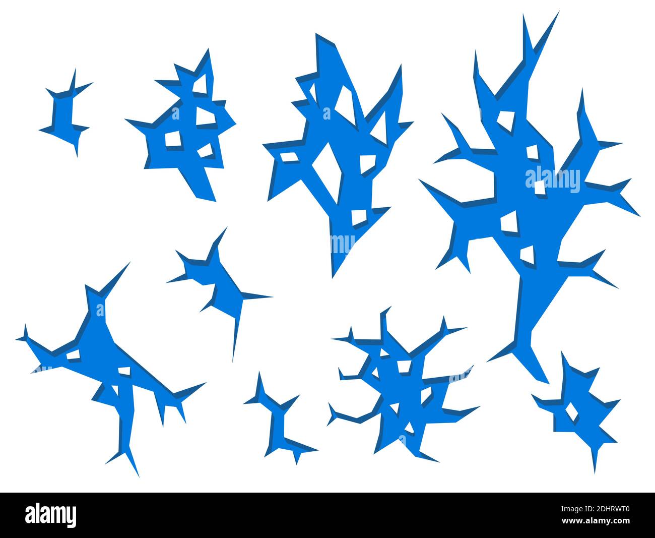 Breaking thin ice cracks cartoon design element set, vector ...