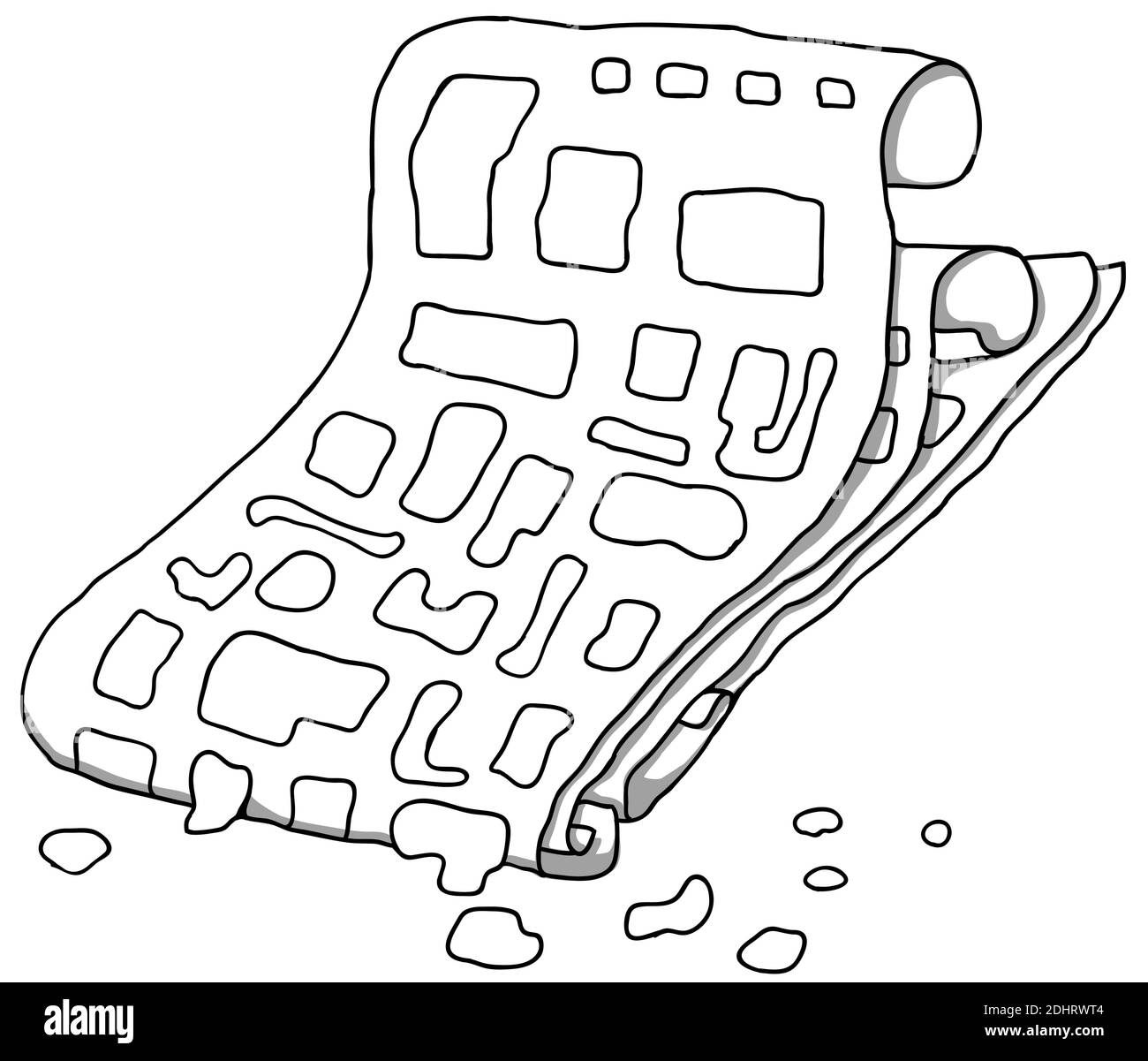 Newspaper page abstract cartoon line drawing, vector, horizontal, black ...