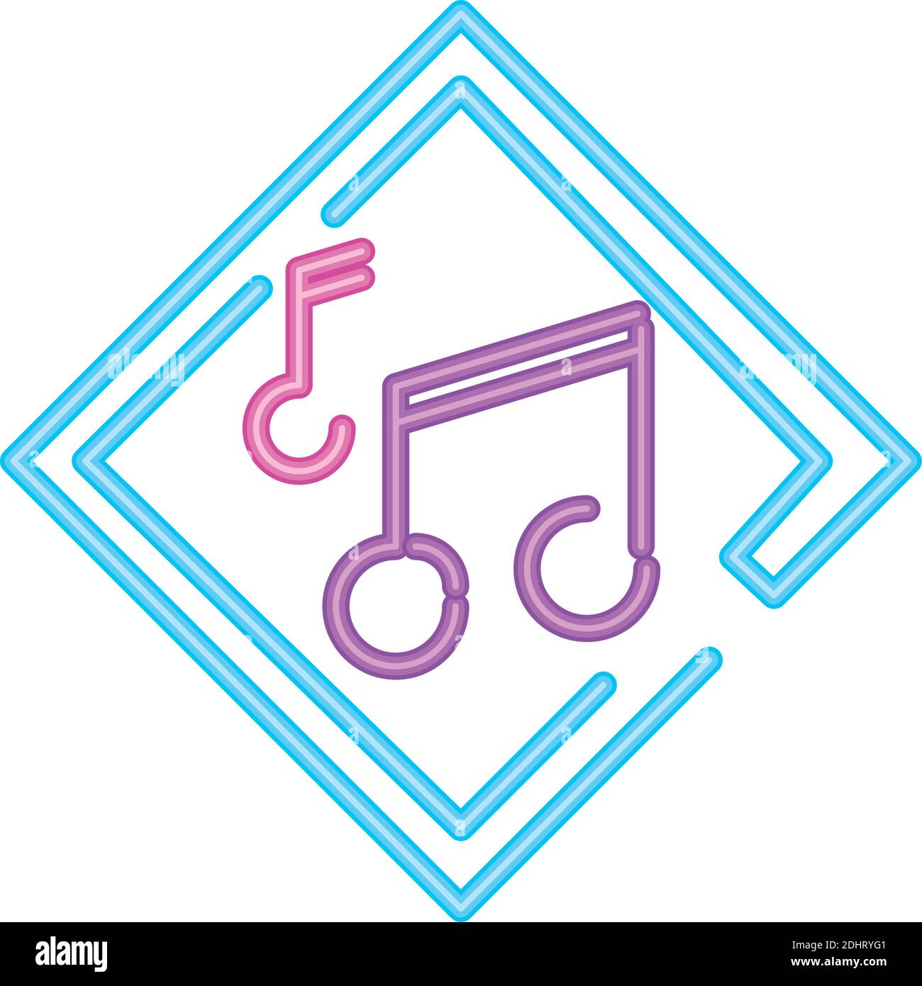 music notes neon sign icon on white background vector illustration ...
