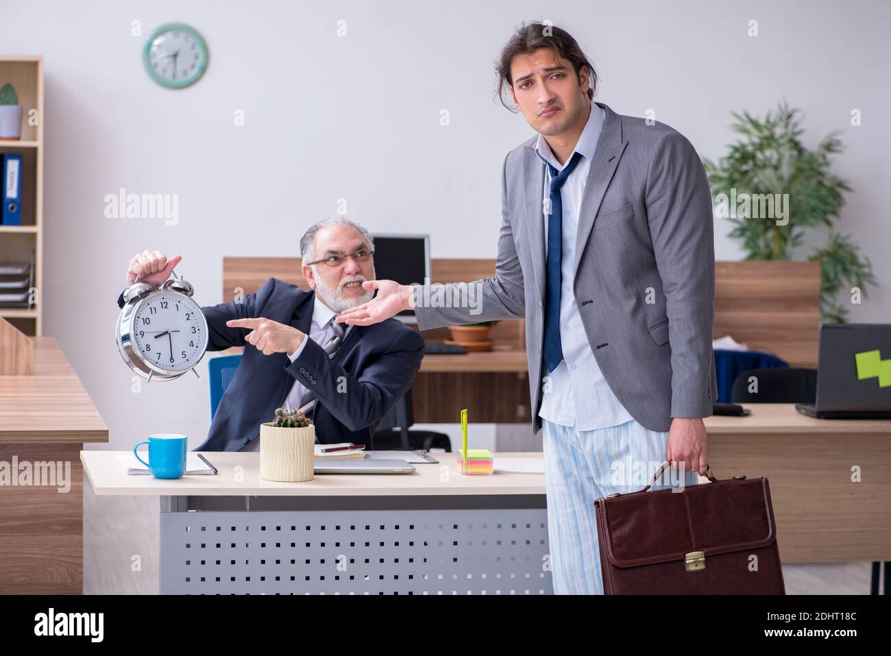 Young employee being late for work Stock Photo - Alamy